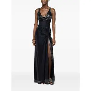 Rabanne Evening Dress With Mesh Detailing - Black