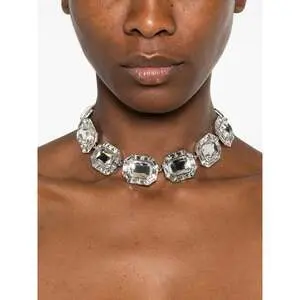 SELF-PORTRAIT Tone Crystal Embellished Octagonal Pendant Necklace