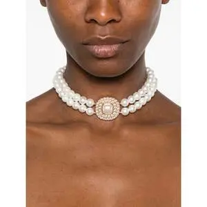 SELF-PORTRAIT Tone Faux Pearl And Crystal Embellished Necklace