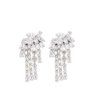 SELF-PORTRAIT Crystal Embellished Drop Earrings - Silver