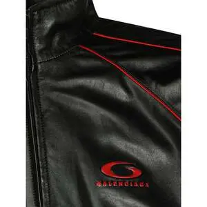 Balenciaga Leather Jacket With Logo Detail