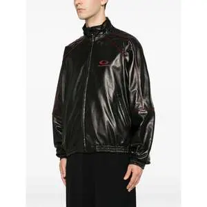 Balenciaga Leather Jacket With Logo Detail
