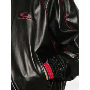 Balenciaga Leather Jacket With Logo Detail