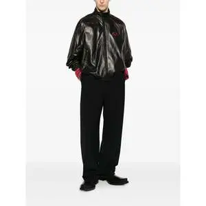 Balenciaga Leather Jacket With Logo Detail
