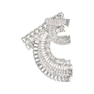 FERRAGAMO Tone Crystal Embellished Gancini Brooch - Silver