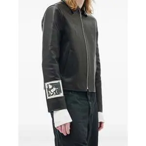 ANN DEMEULEMEESTER Leather Jacket With Lace-up Sleeves - Black
