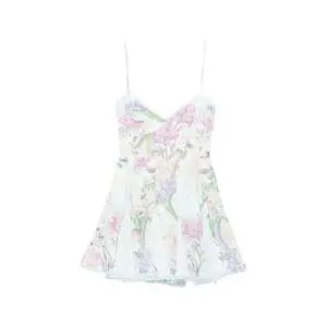 Charo Ruiz Ibiza Floral Print Lace Trim Day Dress - Blue
