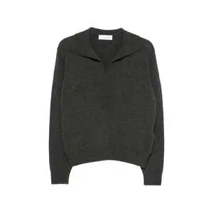 Victoria Beckham Dark Grey Wool Blend Knitwear Jumper - Gray