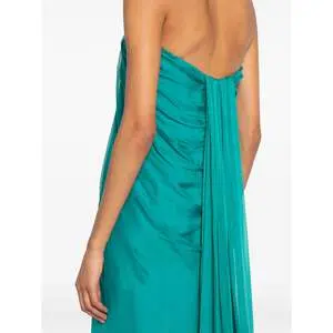 Alexander McQueen Teal Draped Evening Dress