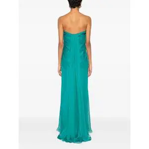 Alexander McQueen Teal Draped Evening Dress
