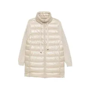 Herno Long Zip-up Down Jacket With Stand Collar - Cream