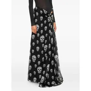 Alexander McQueen Asymmetric Draped Skirt With Skull Print