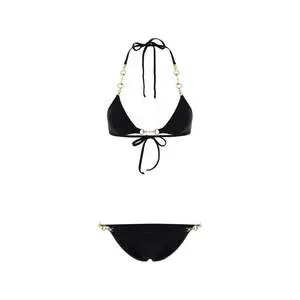 Gucci Triangle Bikini With Horsebit Chain Detailing - Black