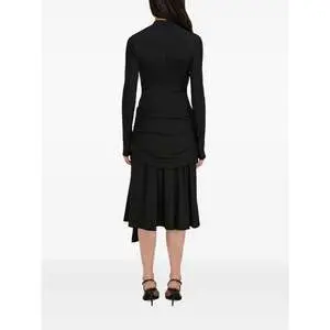 FERRAGAMO Viscose Jersey Dress With Gancini Brooch - Black