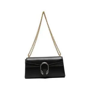 Gucci Leather Chain Strap Shoulder Bag - Black