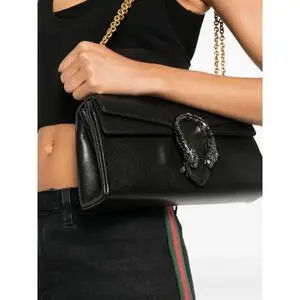 Gucci Leather Chain Strap Shoulder Bag - Black