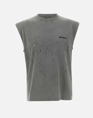 Satisfy Mothtech Distressed Sleeveless T-shirt - Gray