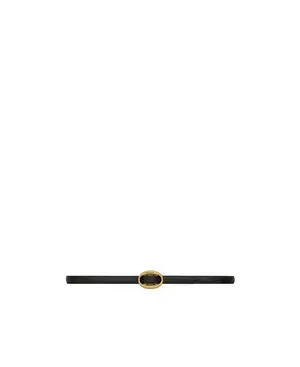 Saint Laurent Oval Buckle Thin Belt - Black