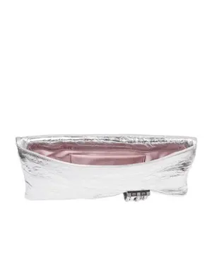 JIMMY CHOO Metallic Clutch With Crystal Embellishments - Silver