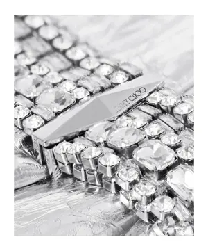 JIMMY CHOO Metallic Clutch With Crystal Embellishments - Silver