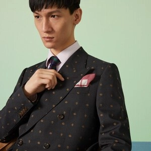 Gucci Horsebit Checked Cotton Pocket Square