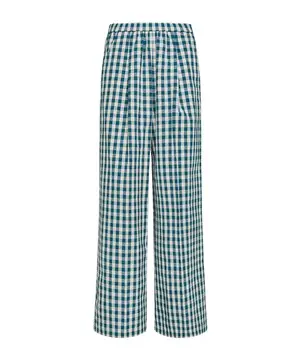 FORTE_FORTE Palazzo Pants In A Gingham Check - Peacock