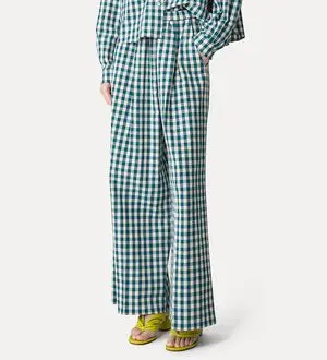 FORTE_FORTE Palazzo Pants In Gingham Check