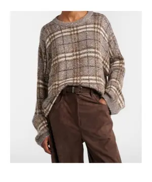 Brunello Cucinelli Long-sleeved Knitwear With Plaid Pattern