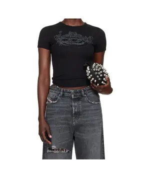 DIESEL® Short Sleeve T-shirt With Front Logo Print