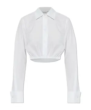 Max Mara Cotton Cropped Shirt - White