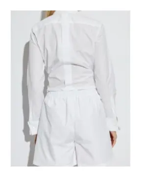 Max Mara Cotton Cropped Shirt With Lapels And Button Closure