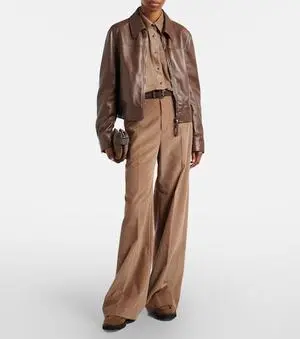 Brunello Cucinelli Soft Leather Cropped Jacket
