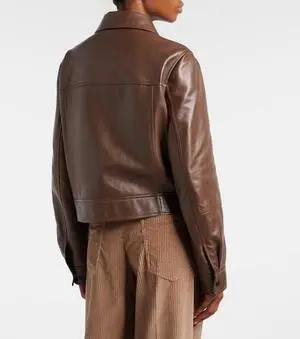 Brunello Cucinelli Soft Leather Cropped Jacket