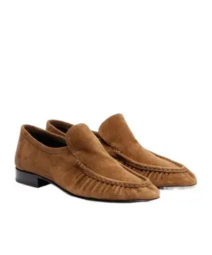 THE ROW Soft Moccasin Two Suede Loafers - Brown