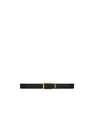 Saint Laurent Cassandre Logo Plaque Belt - Black