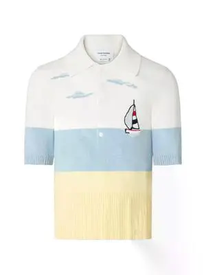 Thom Browne Nantucket Scenic Jersey Polo - White