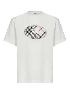Burberry Burberry Men Chalk White Cotton Knight Stamp Check T-Shirt Multicolor