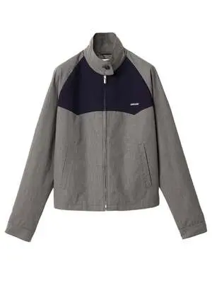 Miu Miu Gingham Check Blouson Jacket With Punto Stoffa Knit Detail - Gray