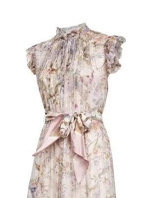 Zimmermann Aviary Print Cream Viscose Rebellion Midi Dress - Multicolor