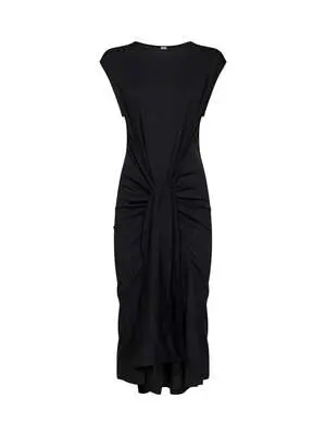 TOTEME Black Jersey Tie-waist Midi Dress - Multicolor