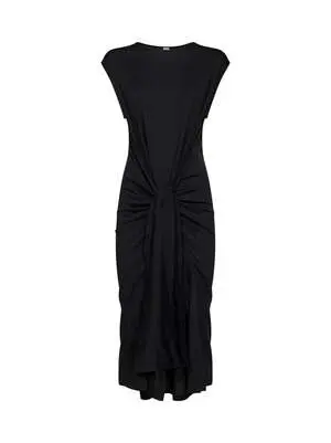 TOTEME TOTEME Black Jersey Tie-Waist Midi Dress Multicolor