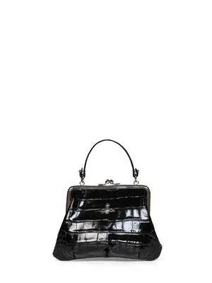VIVIENNE WESTWOOD Black Crocodile-embossed Leather Handbag With Orb Motif - Multicolor