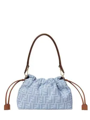 Fendi Light Blue Ff Denim Baguette Mamma Bag