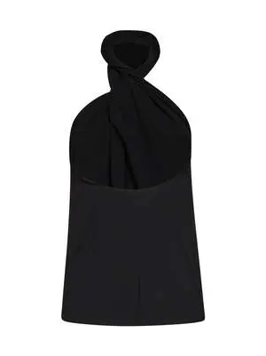 TOTEME Black Jersey Twisted Halter Top - Multicolor