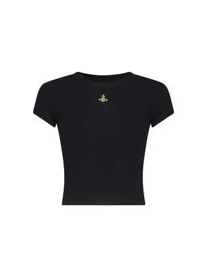 VIVIENNE WESTWOOD Cropped T-shirt With Orb Embroidery - Multicolor