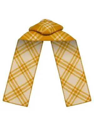 Burberry Pear Yellow Check Wool Hooded Scarf - Multicolor