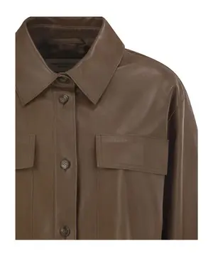 Max Mara Cropped Leather Jacket - Brown