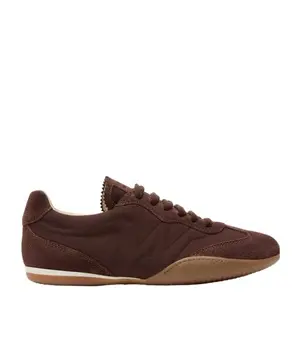 Max Mara Technical Fabric And Split-leather Flat Trainers - Brown