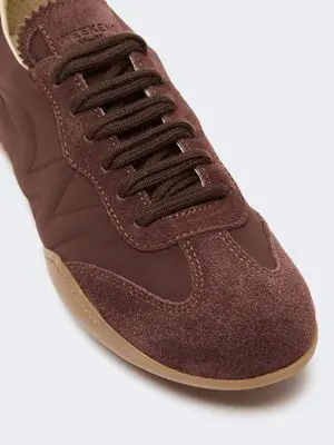 Max Mara Technical Fabric And Split-leather Flat Trainers