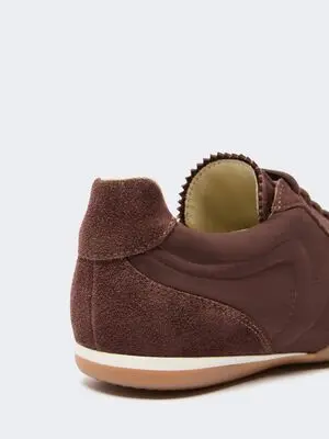 Max Mara Technical Fabric And Split-leather Flat Trainers